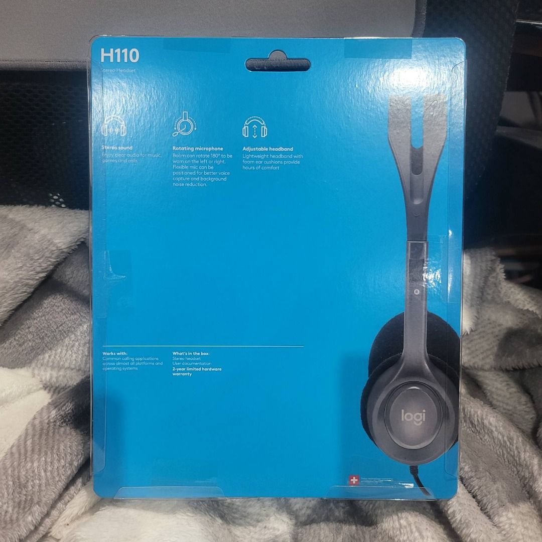 Logitech H110 Wired Stereo Headset for Computers (Black), Audio ...