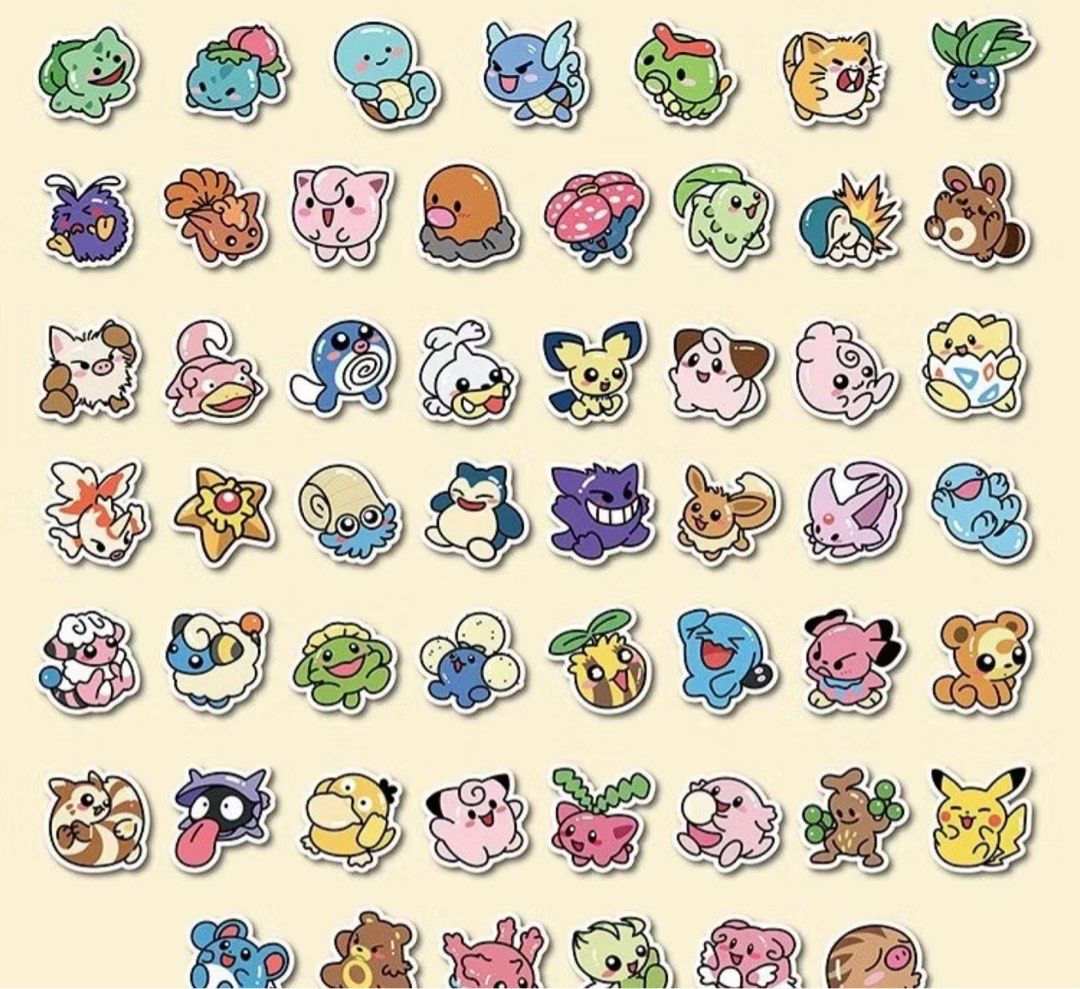 100PCS Waterproof Pokemon Stickers - Assorted Designs, Hobbies & Toys ...