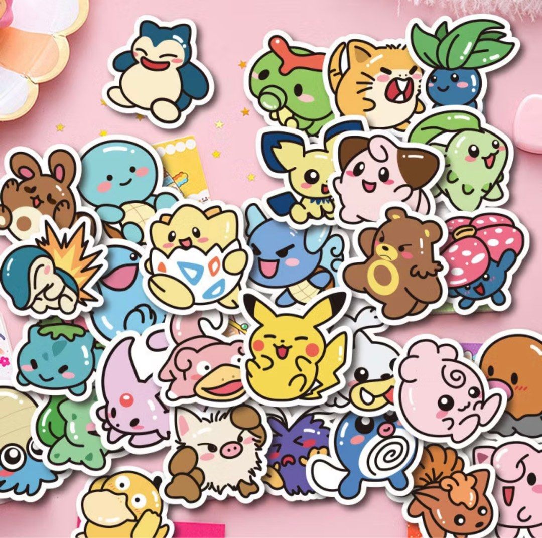 100PCS Waterproof Pokemon Stickers - Assorted Designs, Hobbies & Toys ...