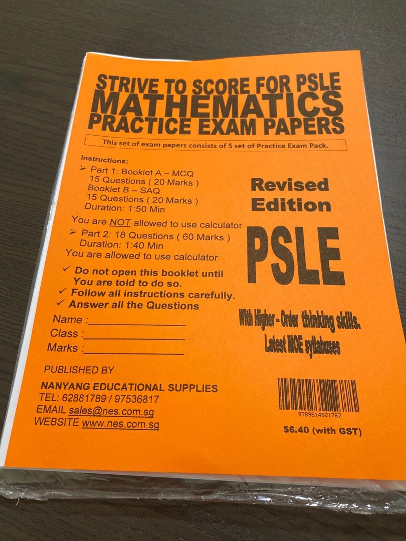 PSLE Mathematics Exam Papers - Nanyang Educational Supplies, Hobbies ...