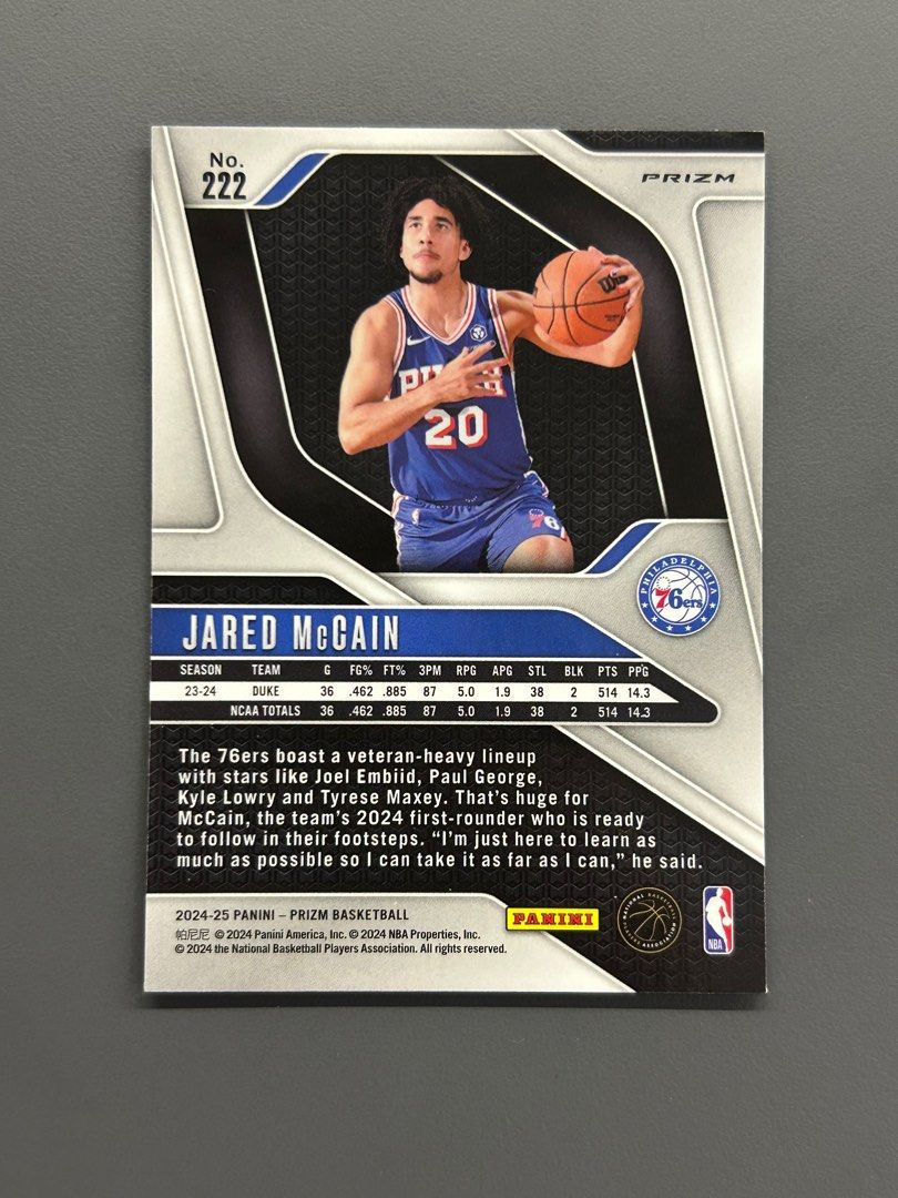 2924-2025 Panini Prizm Pink Ice Jared Mccain Rookie Card, Hobbies ...