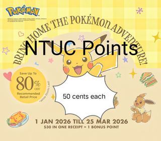 (6 pts) NTUC Points for Pokémon Collection, Tickets & Vouchers ...