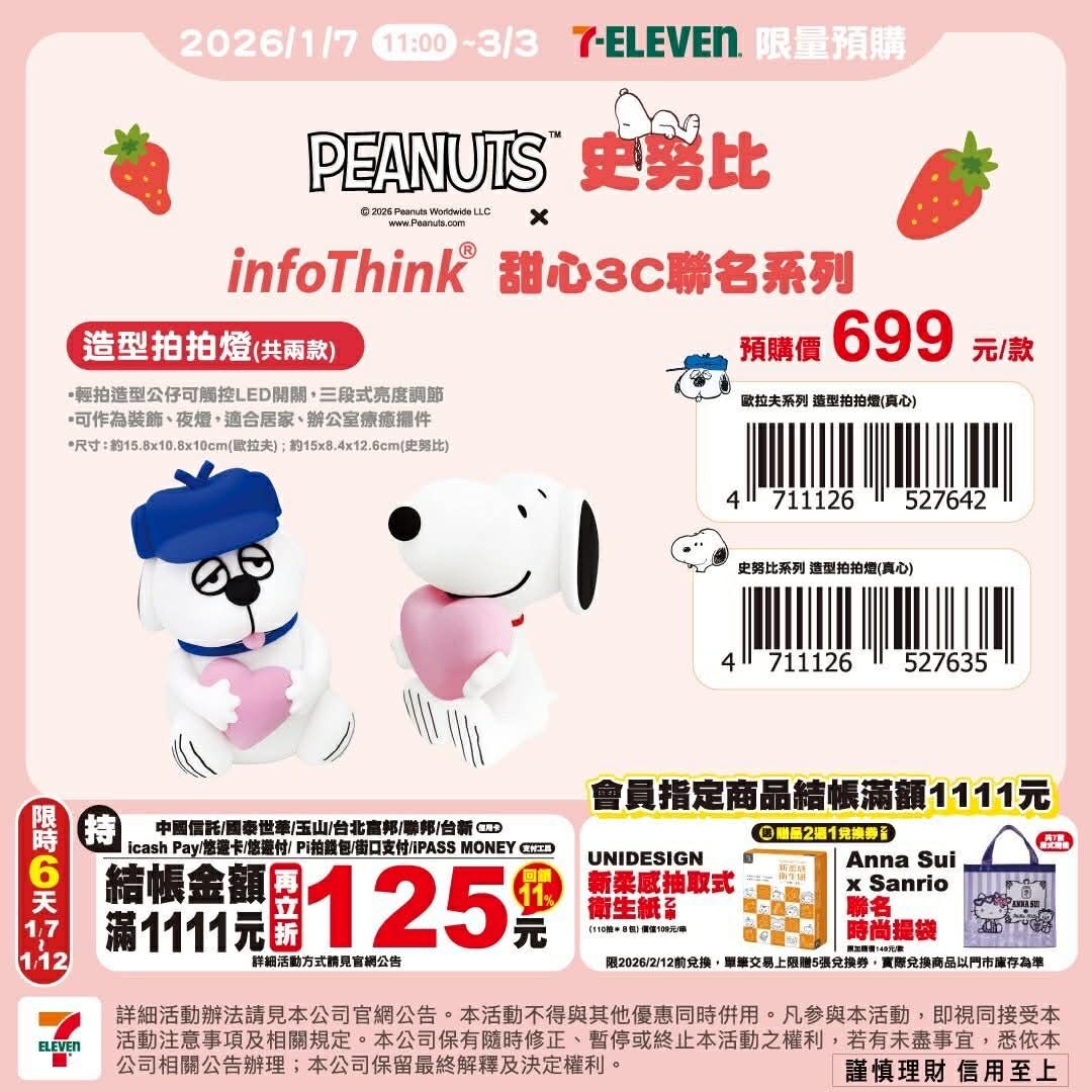 台灣 7-11代購 PEANUTS Snoopy Olaf x infoThink 甜心3C聯名系列 (圖1-4) 請訊息問價, 興趣及遊戲 ...