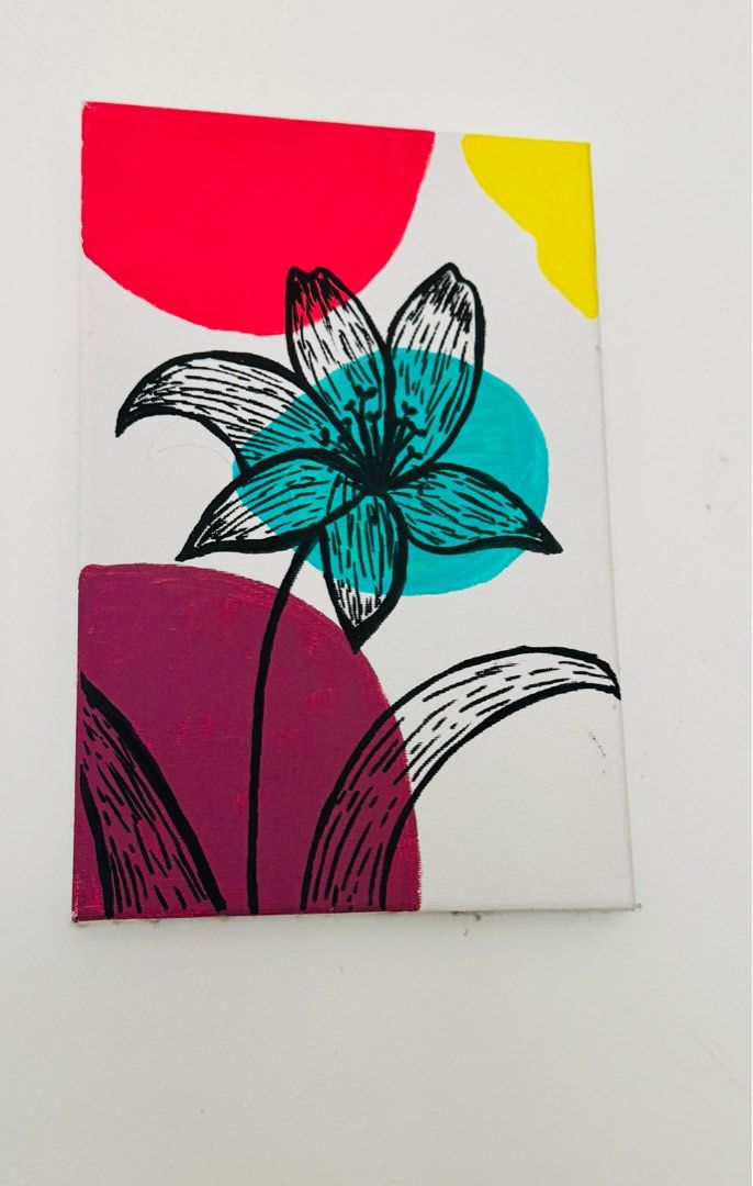 Abstract Floral Painting on Canvas, Hobbies & Toys, Art & Prints on ...