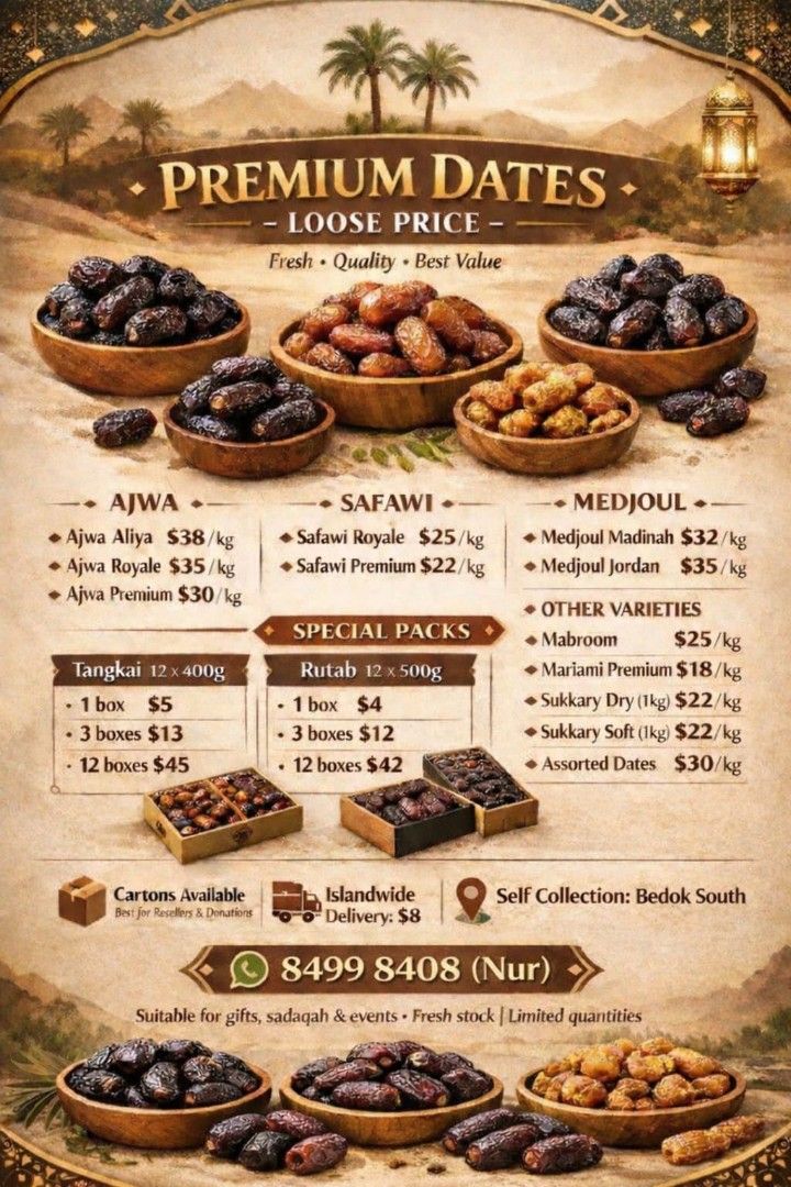 Assorted Dates - Mariami, Mabroum, Medjool, Ajwa - $30, Food & Drinks ...