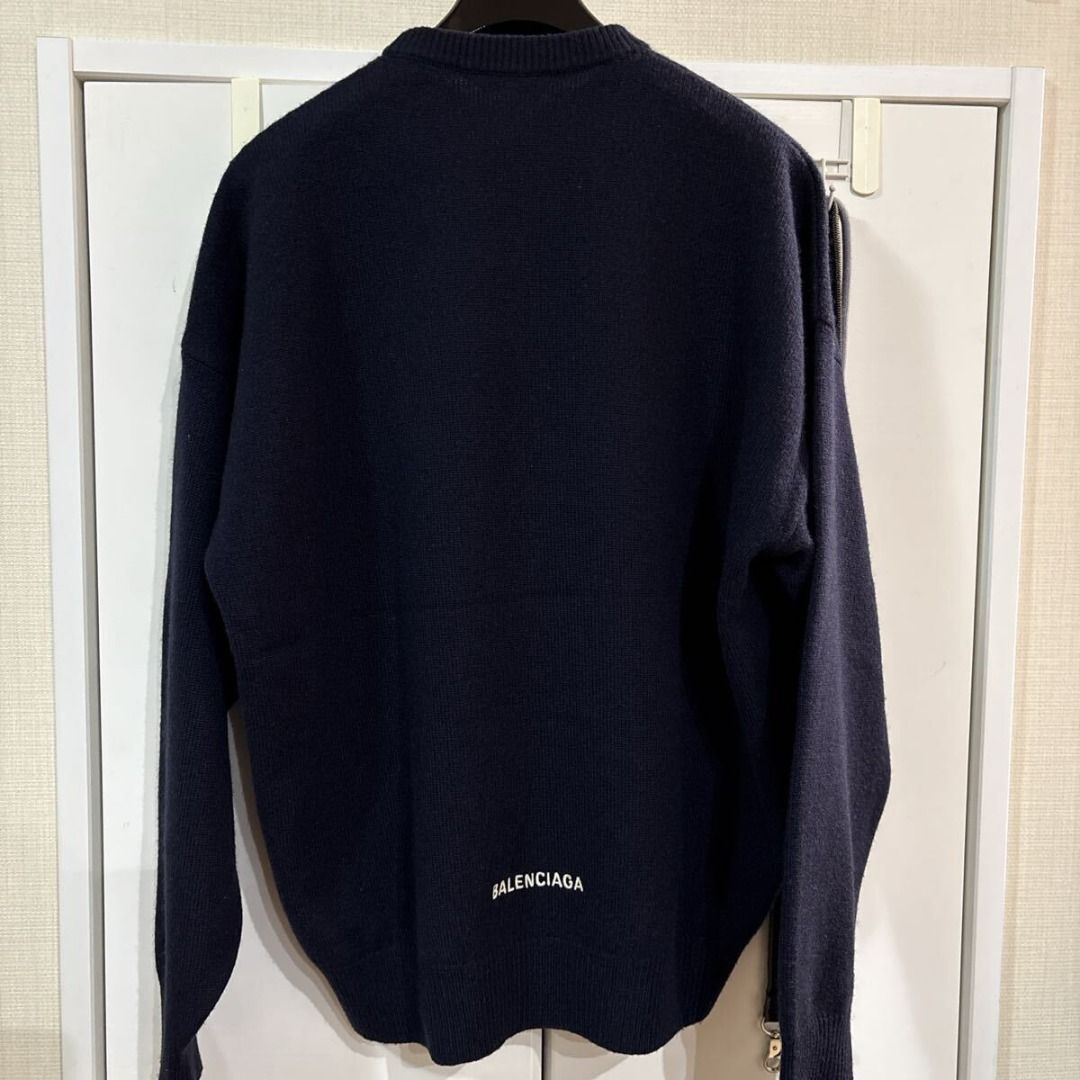 BALENCIAGA 100% Cashmere Knit Top with Back Embroidered Logo, Luxury ...