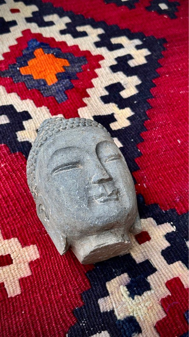 Hand Carved Stone Buddha Head Sculpture, Furniture & Home Living, Home ...