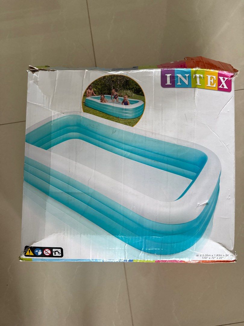 Intex Big Rectangular Inflatable Pool, Babies & Kids, Infant Playtime ...