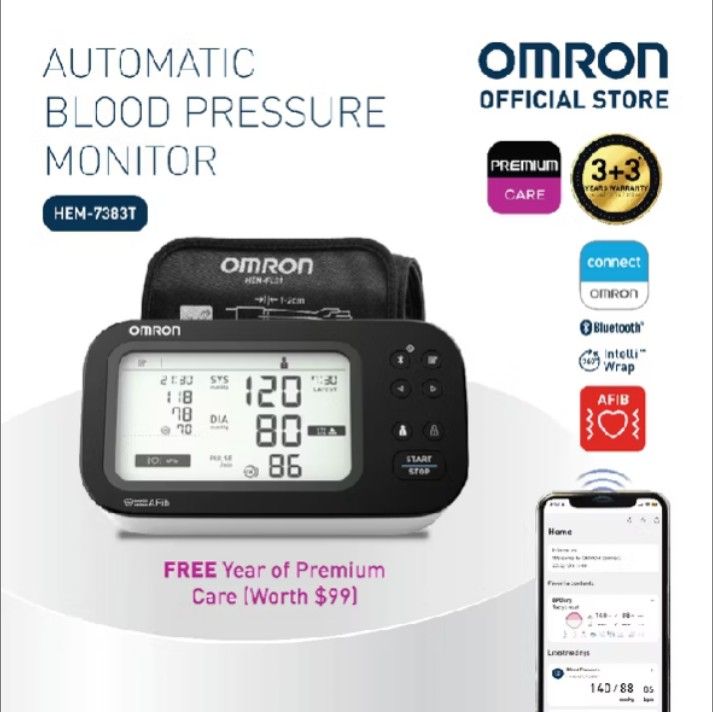 Omron HEM-7383T Automatic Blood Pressure Monitor, Health & Nutrition ...
