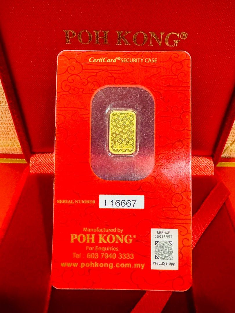 Poh Kong 1g Dragon Fine Gold Bar [Special Number], Hobbies & Toys ...