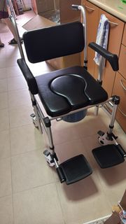 Rolling Commode Chair with Armrests, Health & Nutrition, Assistive ...
