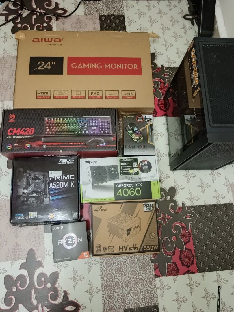 Ryzen 5 5500 RTX 4060 24 inch 180hz monitor full gaming set, Computers ...