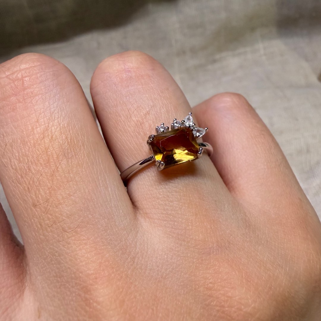 Sterling Silver S925 Citrine Ring, Women's Fashion, Jewelry ...
