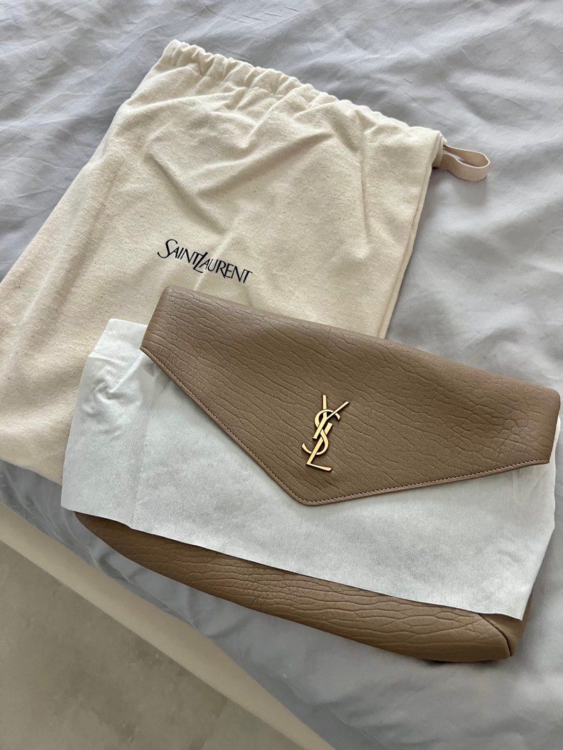 Saint Laurent Envelope Clutch - Dusty Grey, Luxury, Bags & Wallets on ...