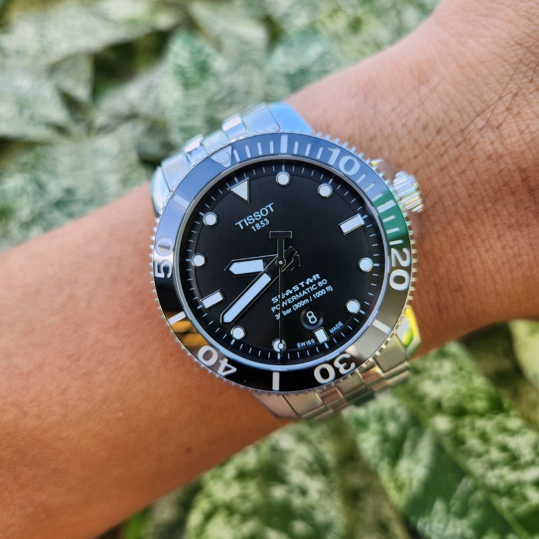 Tissot Seastar 1000 Powermatic 80 Ceramic Bezel in Black Super-Luminova ...