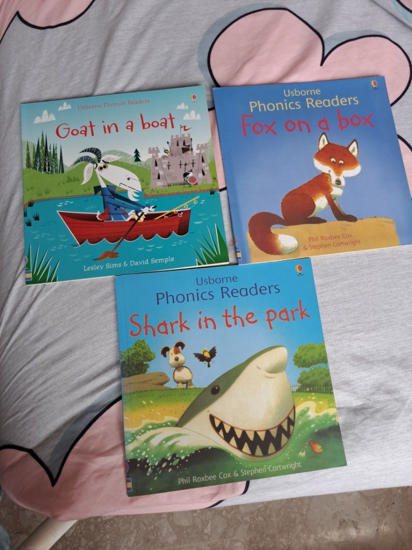 Usborne Phonics Readers - Fox on a Box, Shark in the Park, Goat in a ...