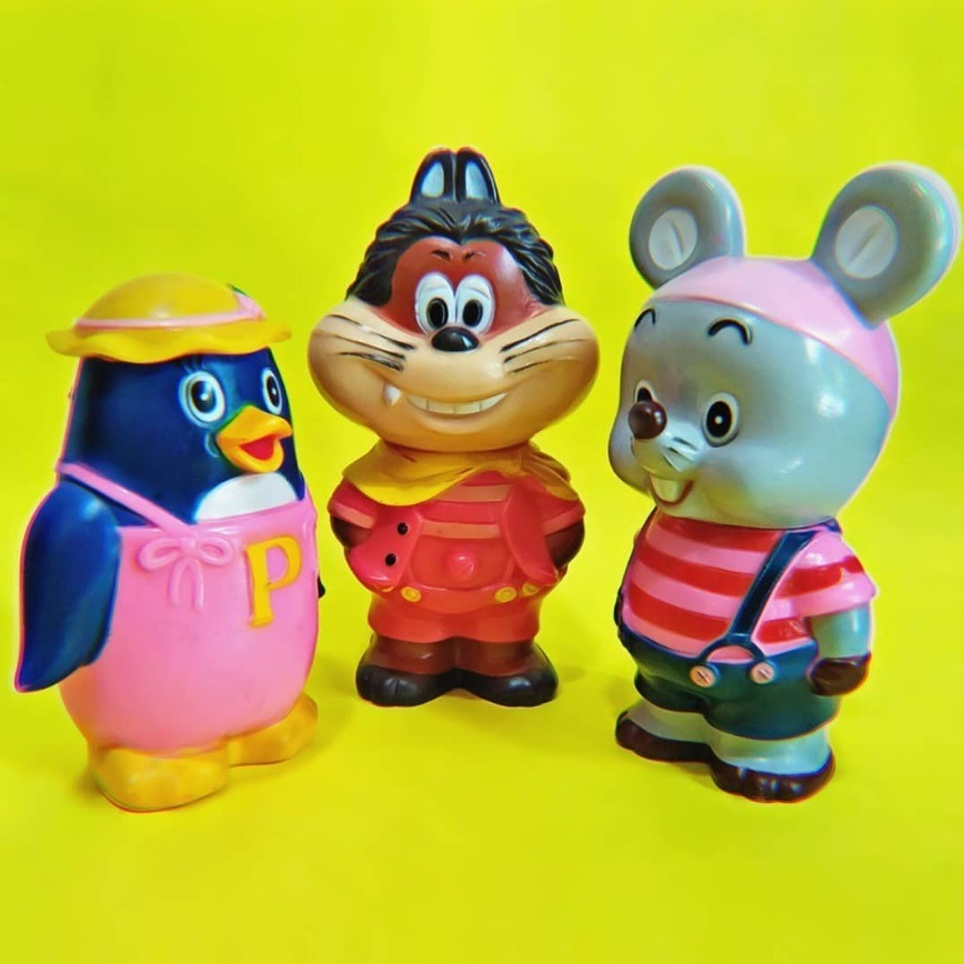 Vintage 80s Mitsui Niko Niko Pun figures set 4" sofubi sofvi Popy ...