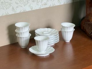 Lynn’s Porcelain New Bine China White Tea Cups and Saucers Set ...