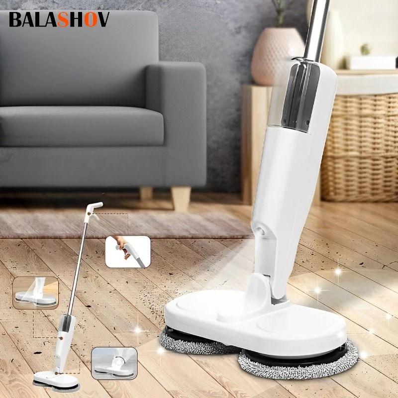 Wireless Electric Spin Mop Cleaner Automatic 2 in 1 Wet & Dry Home ...