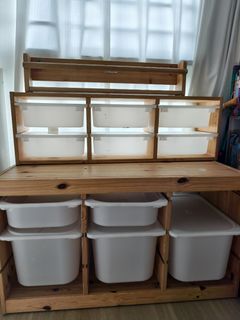 IKEA wood Trofast Storage Unit with Bins, Furniture & Home Living ...