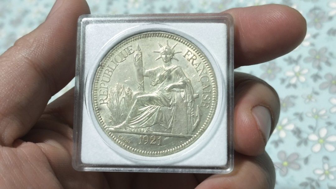 1921H French Indochina Piastre Coin - Luster Silver Coin, Hobbies ...