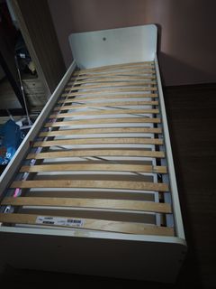 IKEA White Single Bed Frame with Storage and mattress, Furniture & Home ...