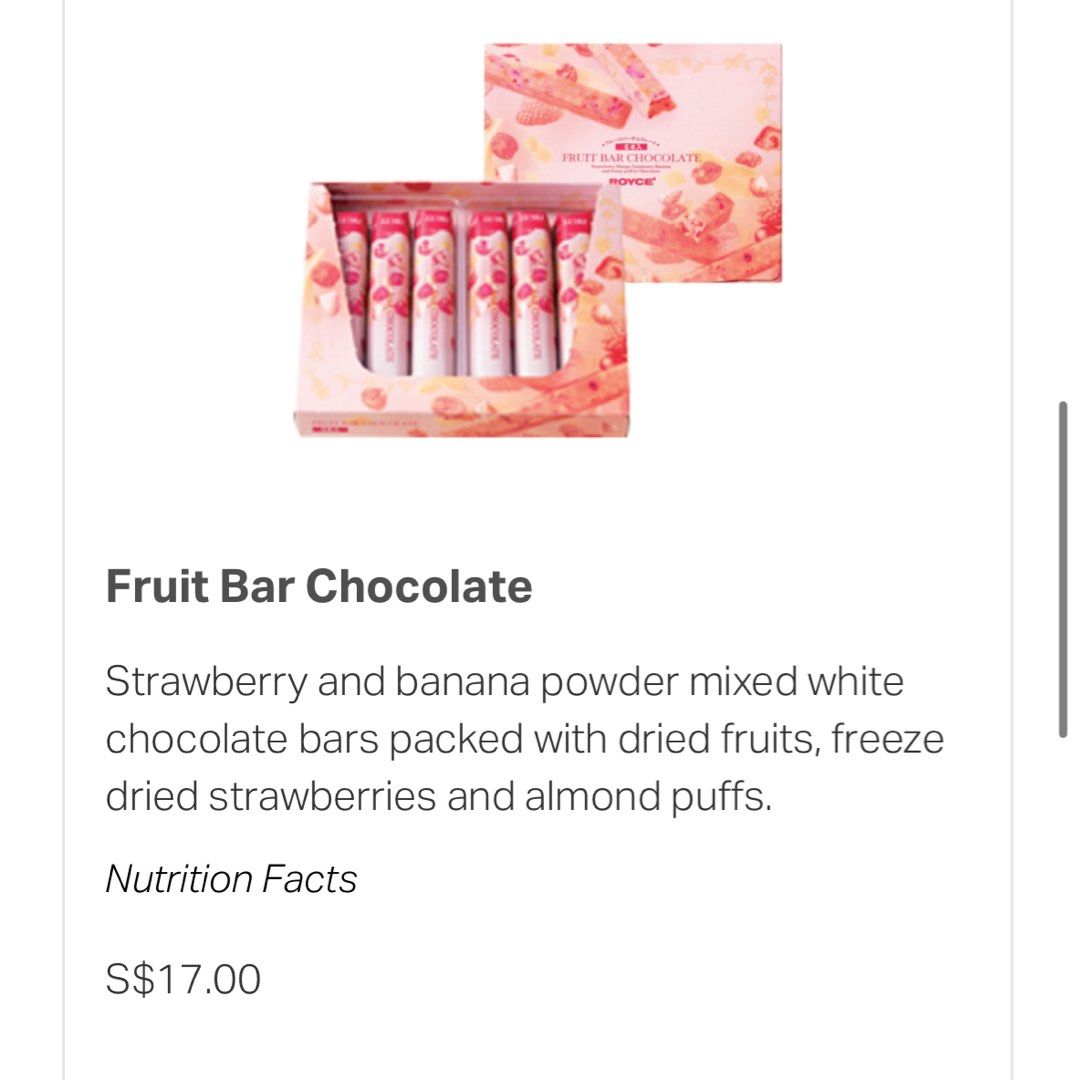 6 bars | ROYCE Fruit Bar & Matcha Chocolate, Food & Drinks, Packaged ...