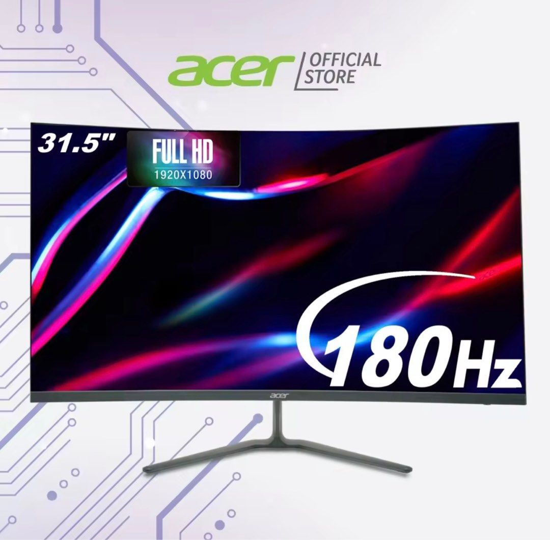 Acer 31.5” Inch FHD Curved 180Hz Refresh Rate 1ms Response Time Gaming ...