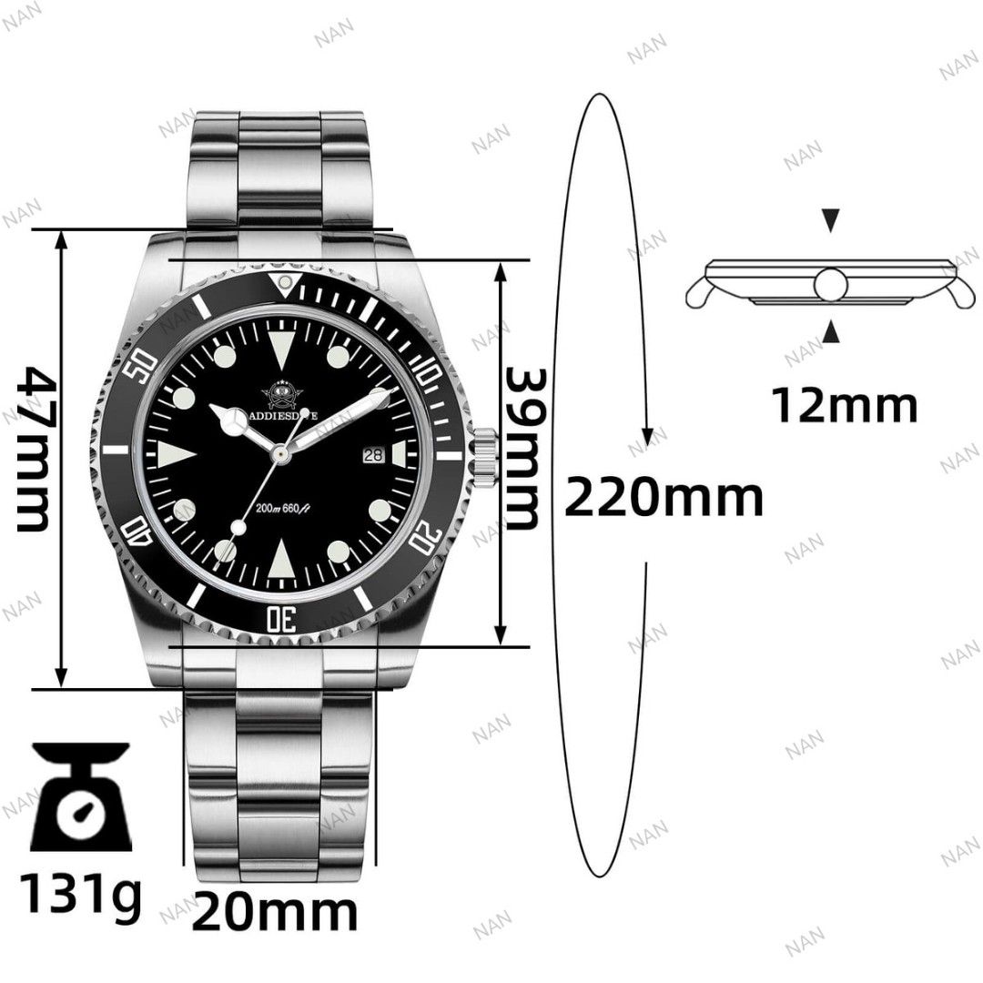 ADDIESDIVE 39mm Quartz Watch with Bi-directional Rotating Bezel AD2068 ...