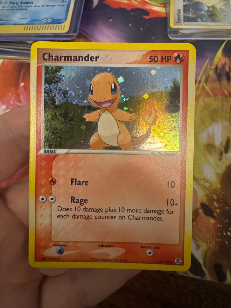 Charmander SECRET RARE 113 with swirl fire red leaf green vintage ...