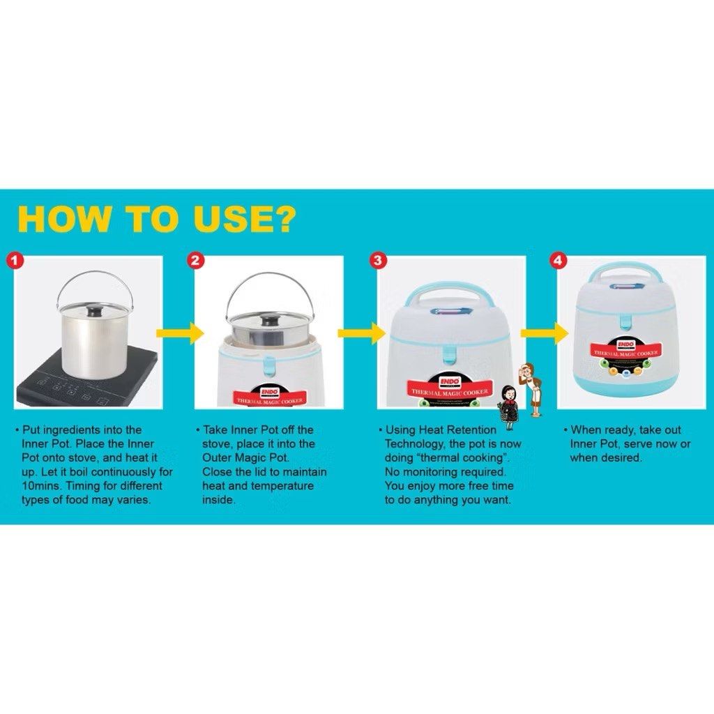 BN ENDO Thermal Magic Cooker Pot 1.8l, TV & Home Appliances, Kitchen ...