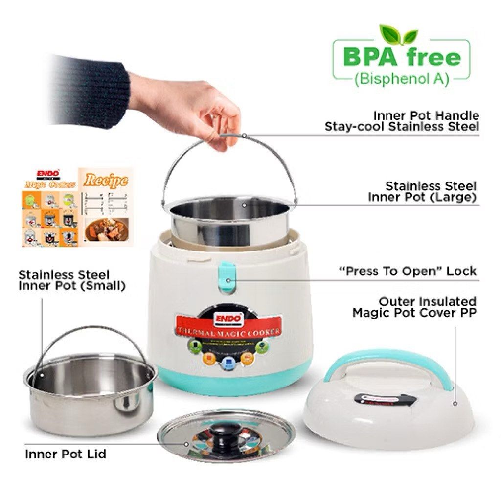 BN ENDO Thermal Magic Cooker Pot 1.8l, TV & Home Appliances, Kitchen ...