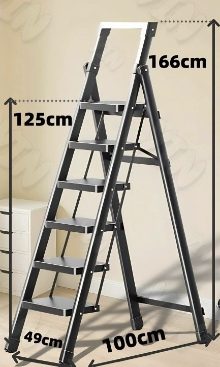 Foldable 6 Step Slim Carbon Steel Ladder, Furniture & Home Living, Home ...