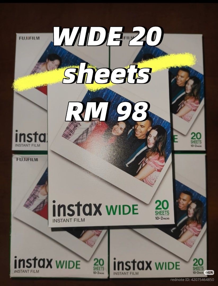Fujifilm Instax Wide Twinpack 20 Sheets, Photography, Cameras on Carousell