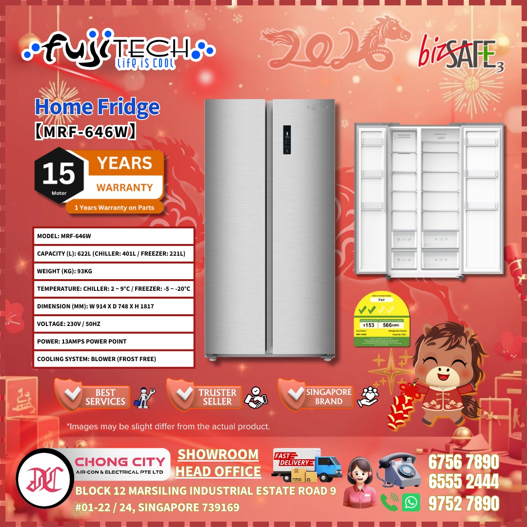 FUJITECH 622L Side-by-Side Fridge｜15Y Motor Warranty｜CNY Promo, TV ...