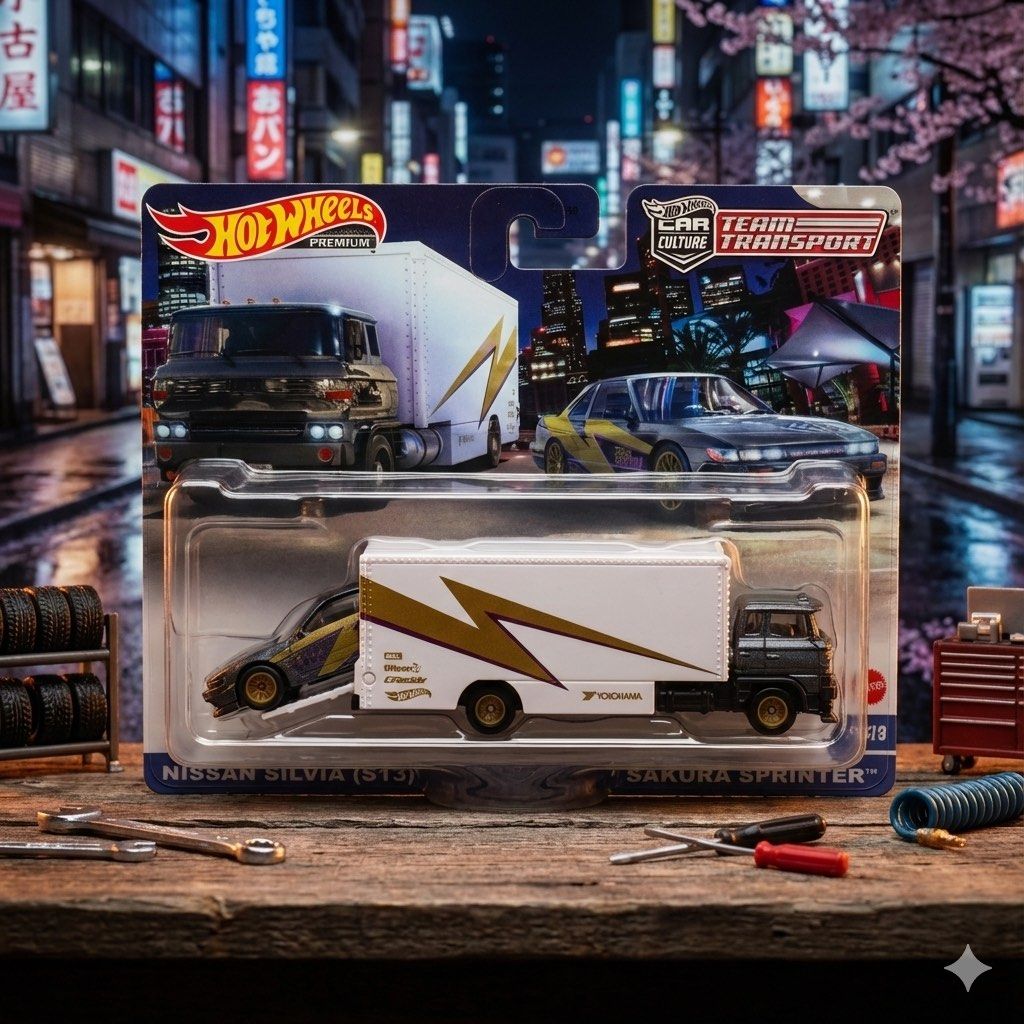 Hot Wheels Premium TEAM TRANSPORT : Nissan Silvia (S13) Sakura Sprinter ...