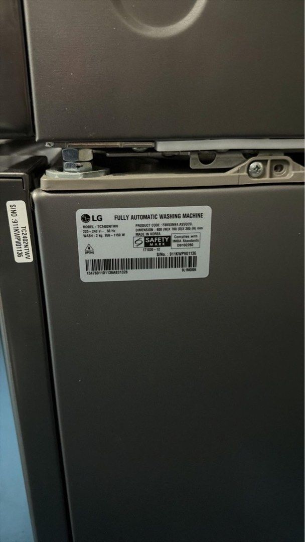 LG washing machine - TWC1408H3E, TV & Home Appliances, Washing Machines ...