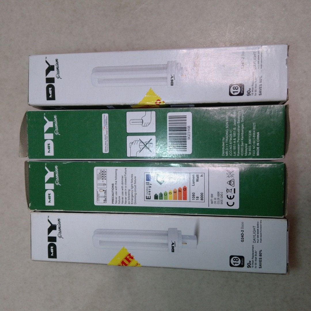 MR DIY Premium PLD 18W Daylight Light Bulb, Furniture & Home Living ...