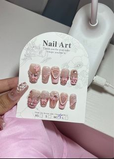 Pink Gemstone Stick-On Nails - 24 Fingernails, Beauty & Personal Care ...
