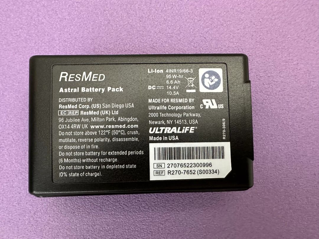 New BATTERY ONLY for REF R270-7652 For ResMed Astral 100 150 Ventilator ...