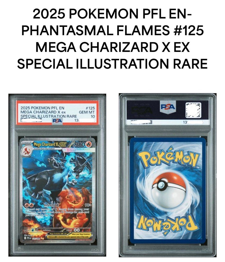 [NEWLY GRADED] Pokemon English Phantasmal Flames Mega Charizard X ex ...