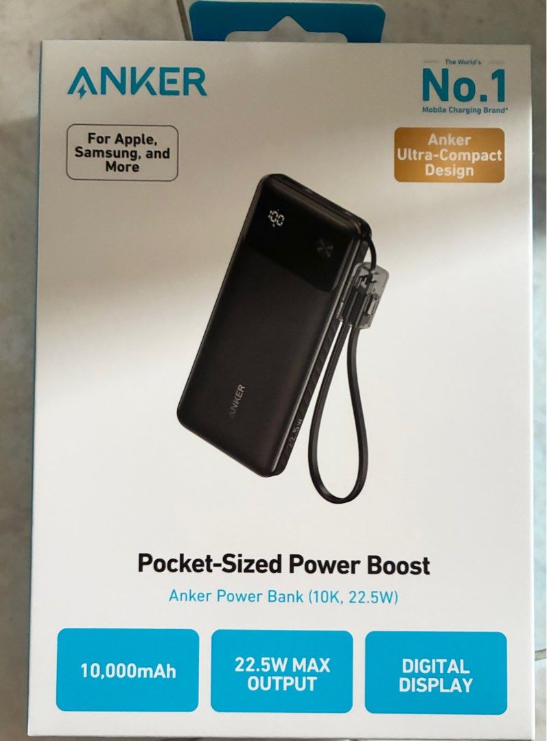 Pocket-Sized Power Boost Anker Power Bank (10K, 22.5W), Mobile Phones ...