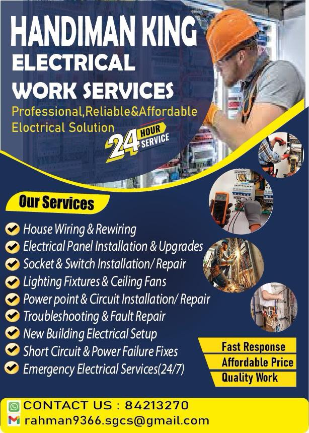 Electrical troubleshooting services/BCA CERTIFIED Electrical services/Trouble shooting/Home ...