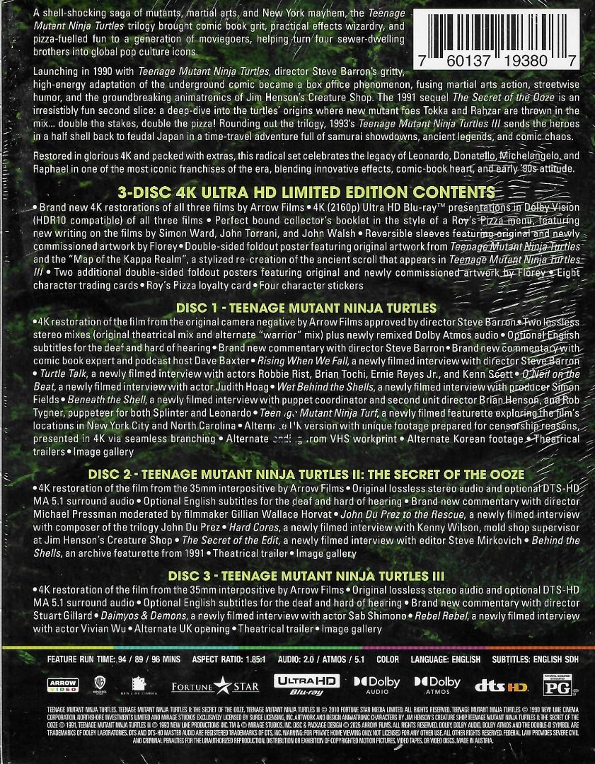 Teenage Mutant Ninja Turtles Trilogy 4K (Arrow Video Limited Edition ...