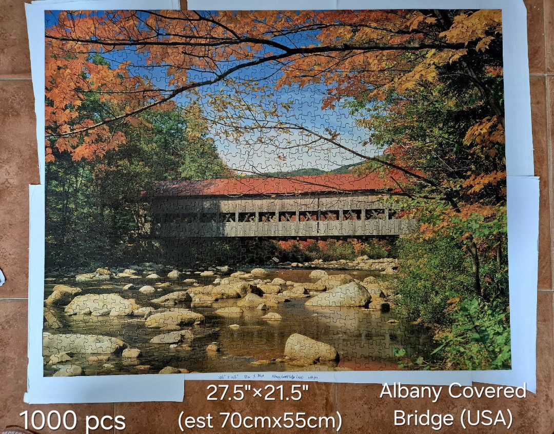 1000 Pieces Jigsaw Puzzle-Albany Covered Bridge, Hobbies & Toys, Toys ...