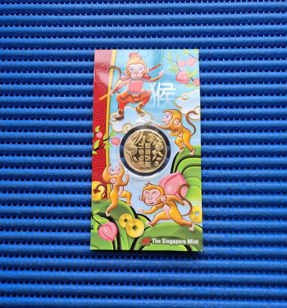 2016 Singapore 24K Gold-Plated Lunar Monkey Medallion, Hobbies & Toys ...