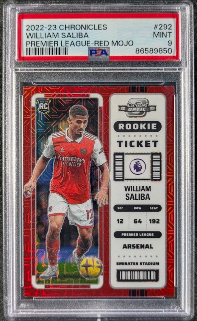 2022-23 Panini Chronicles William Saliba Red Mojo PSA 9 Card, Hobbies ...