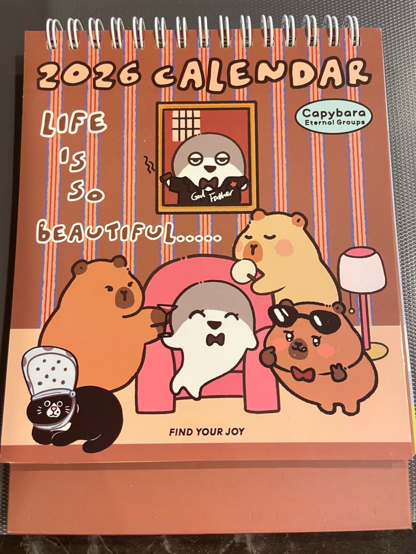 2026 Capybara Desk Calendar - Find Your Joy, Hobbies & Toys, Stationery ...