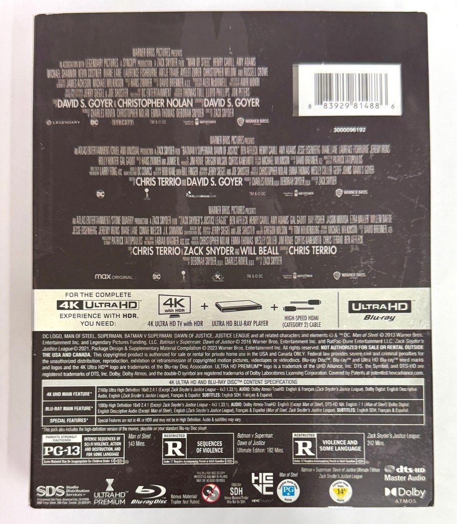 🚫HOLD [💥正義聯盟電影系列] 4K藍光Blu-ray《Zack Snyder’s Justice League Trilogy 蕯克薛 ...