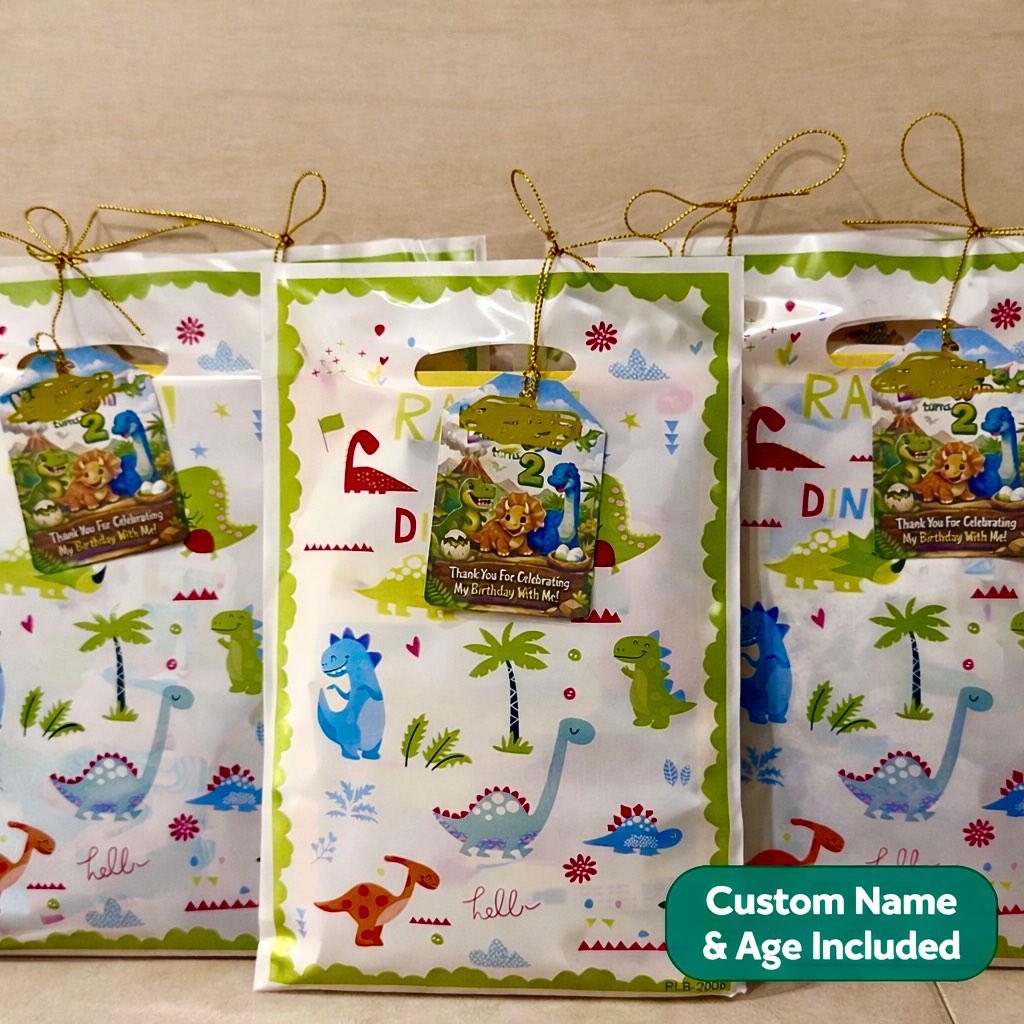 🎉 Dino Birthday Goodie Bags | Pre-Packed | Custom Name & Age | Party ...